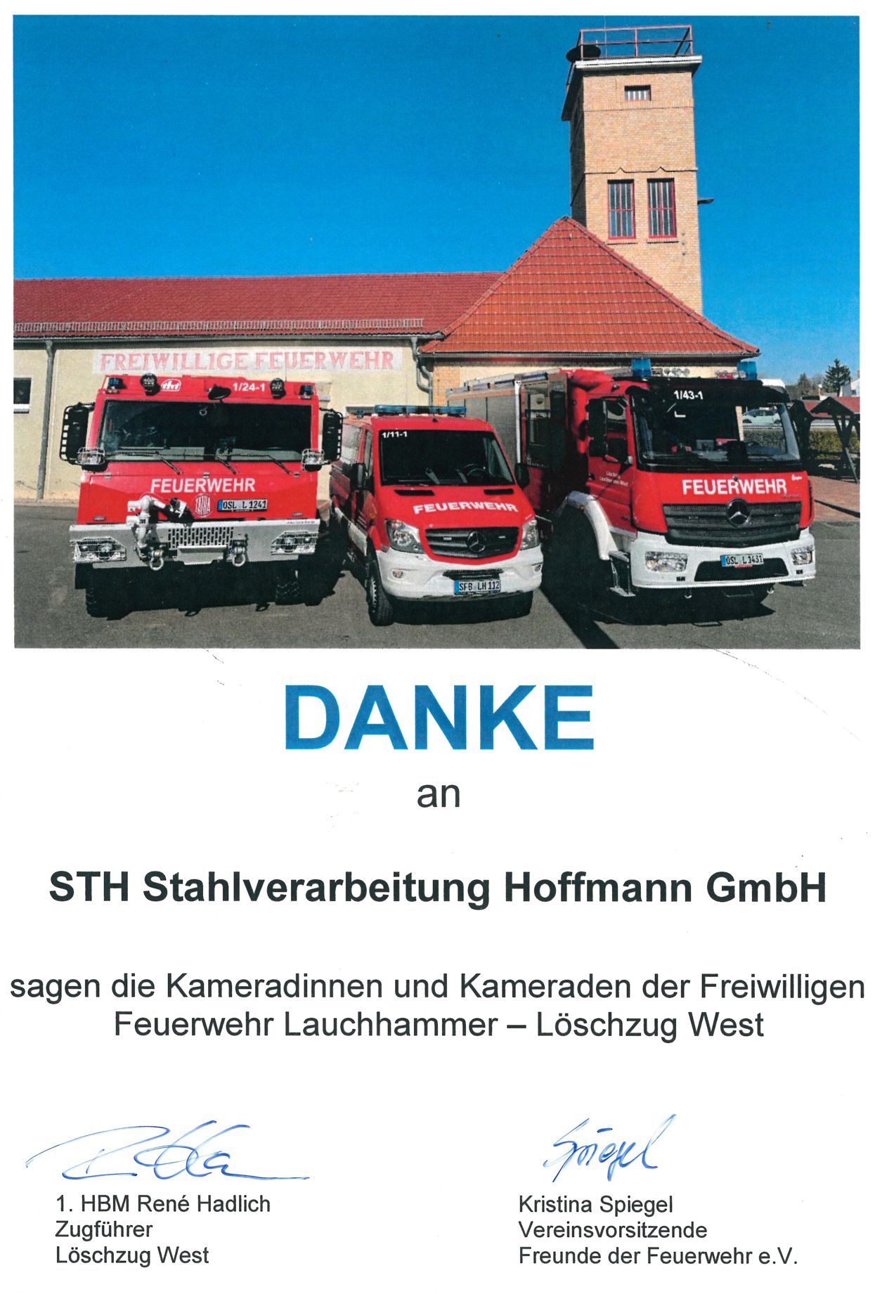StH unterstützt die Freiwillige Feuerwehr Löschzug Lauchhammer-West – StH Stahlverarbeitung ...
